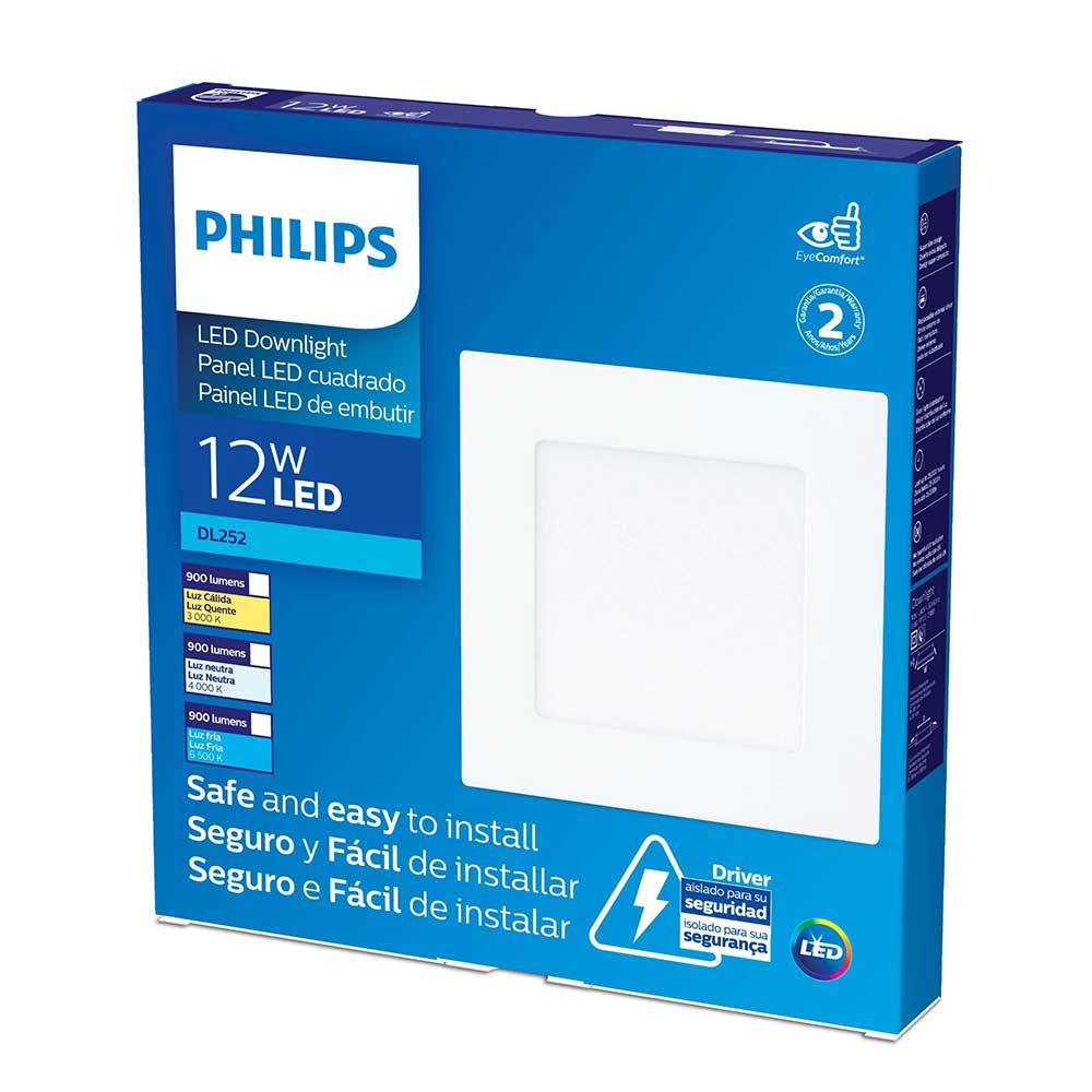 Plafon sobrepor Philips quadrado bivolt Branca Neutra - 12W | Philips ...