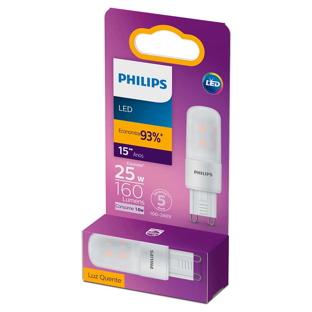 Lâmpada Led Philips Capsula bivolt base G9 Amarela - 1.6W | Philips ...