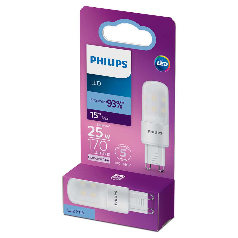 Lâmpada Led Philips Capsula bivolt base G9 Branca Fria - 1.6W | Philips ...