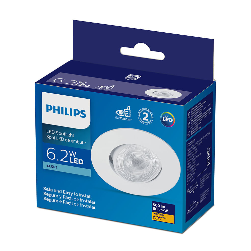 Philips Spot Integrado Led de embutir redondo bivolt Amarela - 6.2W ...