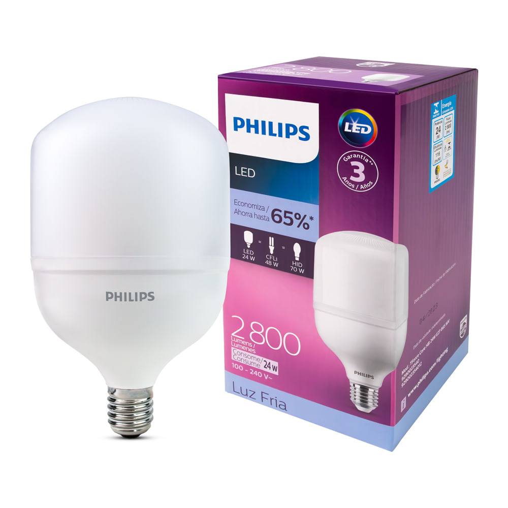 Lâmpada Led Philips alta potência bivolt E27 Branca Fria - 24W ...