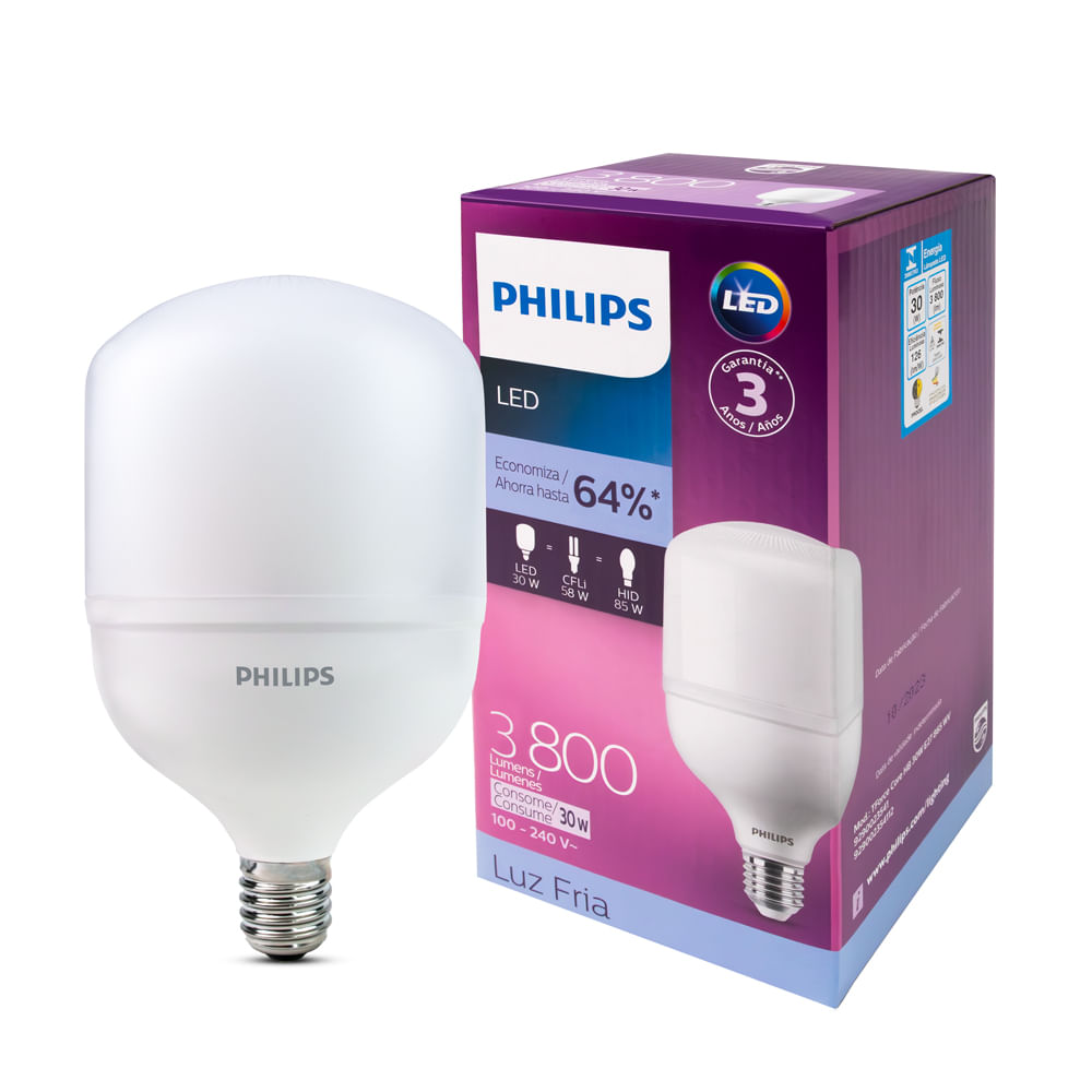 Lâmpada Led Philips alta potência bivolt E27 Branca Fria - 30W ...