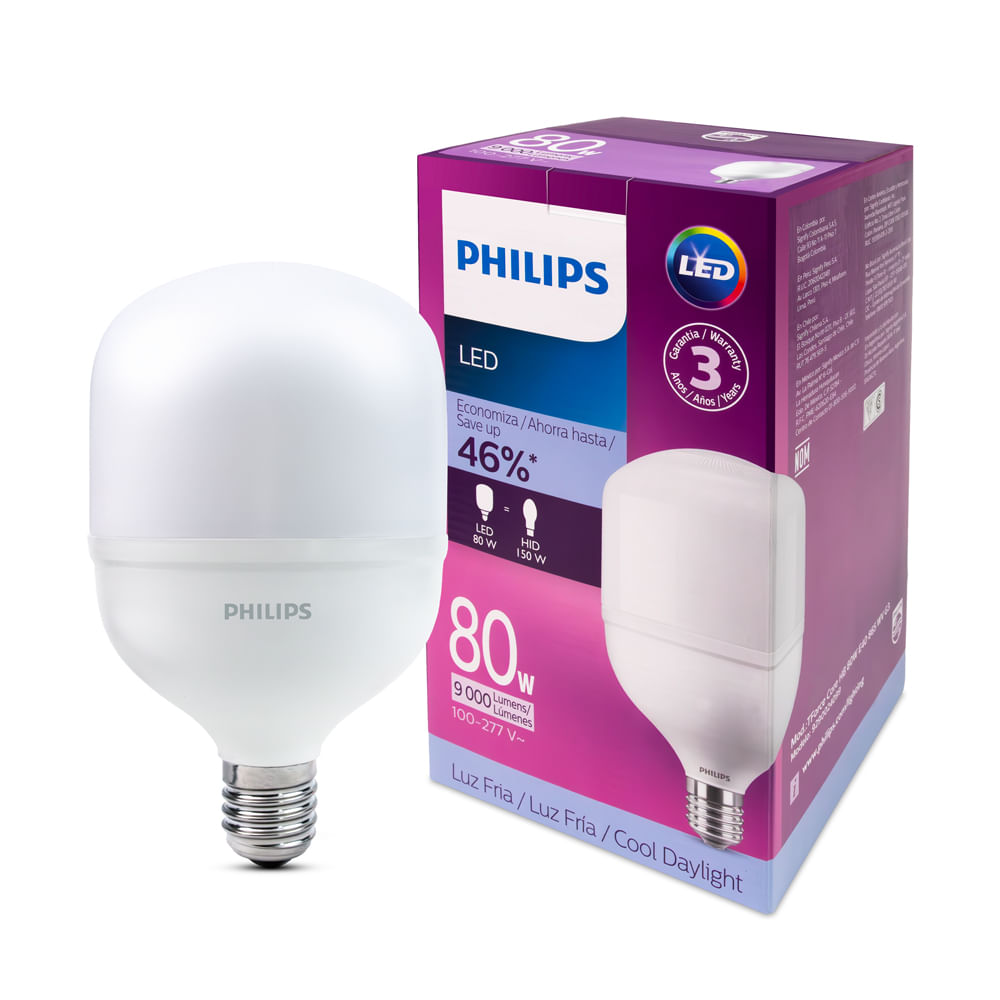 Lâmpada Led Philips alta potência bivolt E40 Branca Fria - 80W ...