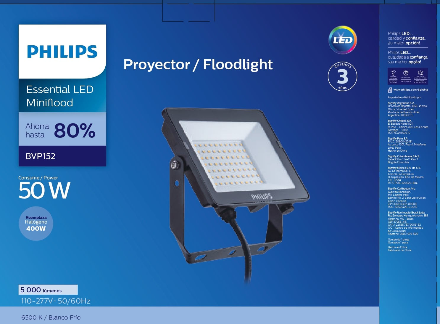 Projetor Essential LED Flood G3, 5000 lúmens, 50W, 6500K | Philips ...